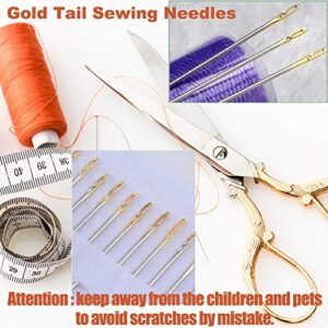 self Threading Needles, Needle Threader with Needle case Carving Pattern Golden 12 Pack