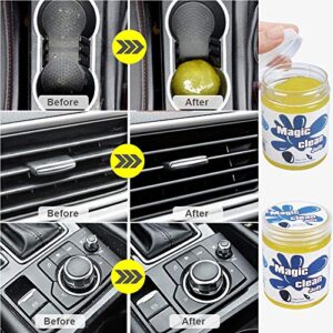 eFuncar Car Cleaning Gel Universal Auto Interior Detailing Gel Slime Fresh Lemon Cleaner Putty Dashboard Dust Removal Glue for Home Office PC Keyboard Air Vent Cup Holder, with A Scraper, 2Pack, 320G