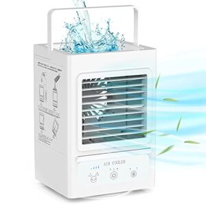 portable air conditioner, 700 ml water tank, 5000mah rechargeable battery operated 120°auto oscillation personal mini air cooler with 3 wind speeds, 3 cooling levels, perfect for office desk, dorm, bedroom and outdoors