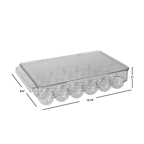 Home Basics Compartment BPA Free Plastic Extra Large Storage Stackable Refrigerator, Clear (24 Egg Holder)