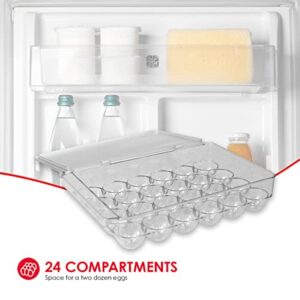 Home Basics Compartment BPA Free Plastic Extra Large Storage Stackable Refrigerator, Clear (24 Egg Holder)