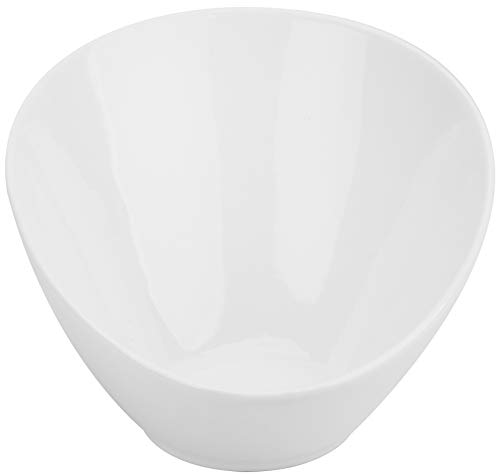 Yesland 2 Pack Porcelain Angled Serving Bowls - 26 Oz White Salad Bowls - Ceramic Pasta Bowls for Cereal, Soup, Salad, Rice, Prep