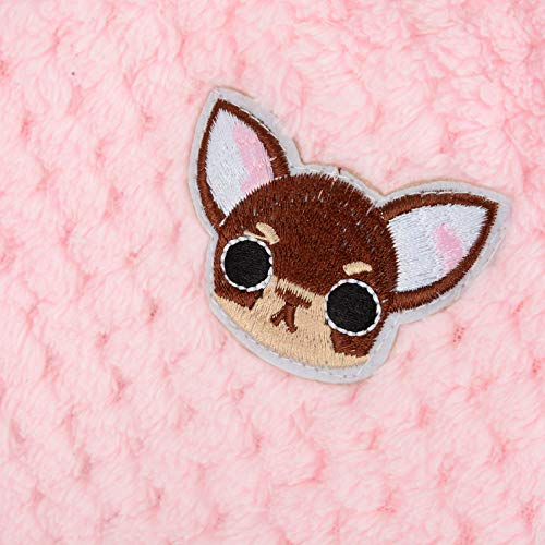 Ranphy Fleece Small Dog Pajamas Cute Fawn Embroidered Puppy Pjs Soft Full Coverage Doggie T Shirts Warm Doggy Pullover Sweater Outfits Pet Clothes for Cold Weather, Autumn Winter Apparel Pink L