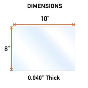 10 Pack of 8x10” PET Sheet/Plexiglass Panels 0.04” Thick; Use for Crafting Projects, Picture Frames, Cricut Cutting and More; Protective Film to Ensure Scratch and Damage Free Sheets