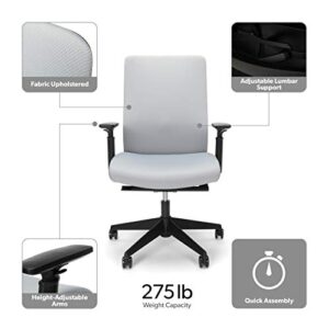 HON Basyx Biometryx Commercial-Grade Fabric Upholstered Task Chair, Grey