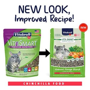 Vitakraft Vita Smart Chinchilla Food - Vitamin-Fortified Complete Nutrition - Natural Forage Blend - Timothy Hay Pellets for Chinchillas