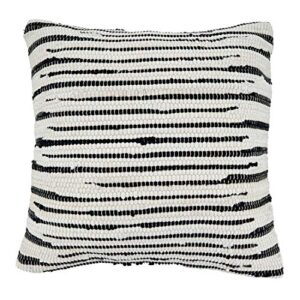 fennco styles zebra chindi design 100% cotton decorative throw pillow cover & insert 22 x 22 inch - black & white textured accent pillow for home, couch, living room and office décor