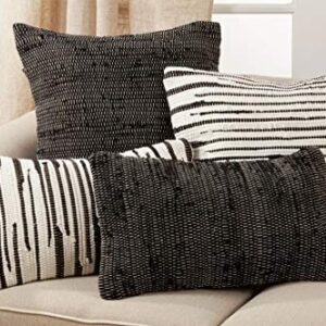 Fennco Styles Zebra Chindi Design 100% Cotton Decorative Throw Pillow Cover & Insert 22 x 22 Inch - Black & White Textured Accent Pillow for Home, Couch, Living Room and Office Décor