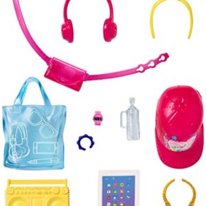 Barbie Doll Accessory Pack, Boombox, Headphones, Tablet, Tote Bag, Water Bottle GHX34