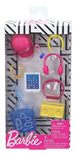 Barbie Doll Accessory Pack, Boombox, Headphones, Tablet, Tote Bag, Water Bottle GHX34