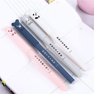 Doraking 4pcs 0.5mm Erasable Gel Pens, Cute Cartoon Animasl Refillable Gel Ink Pens, Black Grey Ink Pen for Writing Note with Box (4 Animals)