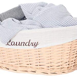 Vintiquewise Willow Laundry Hamper Basket with Liner and Side Handles