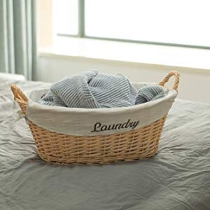 Vintiquewise Willow Laundry Hamper Basket with Liner and Side Handles