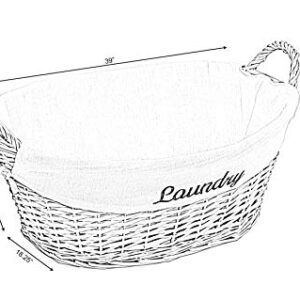 Vintiquewise Willow Laundry Hamper Basket with Liner and Side Handles