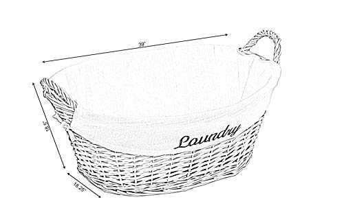 Vintiquewise Willow Laundry Hamper Basket with Liner and Side Handles