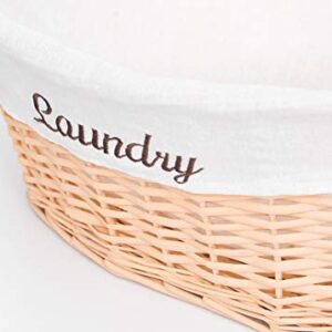 Vintiquewise Willow Laundry Hamper Basket with Liner and Side Handles