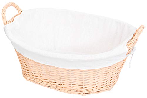 Vintiquewise Willow Laundry Hamper Basket with Liner and Side Handles