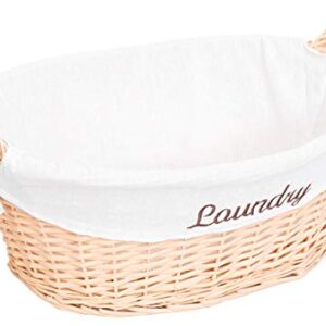 Vintiquewise Willow Laundry Hamper Basket with Liner and Side Handles