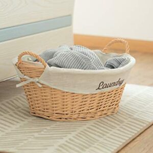 Vintiquewise Willow Laundry Hamper Basket with Liner and Side Handles