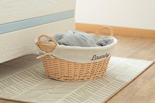 Vintiquewise Willow Laundry Hamper Basket with Liner and Side Handles