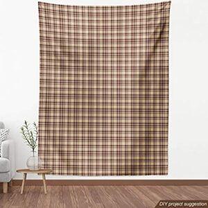 Ambesonne Scottish Tartan Fabric by The Yard, Retro Theme Art Old Fashion Check Plaid Pattern Geometric Design, Water Resistant Material for Outdoor Cushion Decorative Home Accents, 1 Yard, Tan Brown