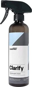 carpro clarify streak free car window cleaner removes oils, fingerprints & dirt - safe to use interior and exterior glass - 500ml (17oz)