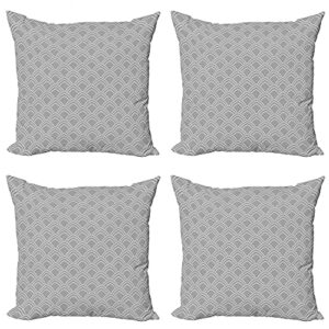 ambesonne geometric throw pillow cushion case pack of 4, traditional oriental pattern with classical curves illustration, modern accent double-sided digital printing, 24", grey beige