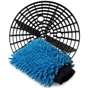 jork products grit trap wash bucket insert and microfiber chenille wash mitt kit