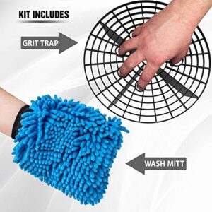 Jork Products Grit Trap Wash Bucket Insert and Microfiber Chenille Wash Mitt Kit