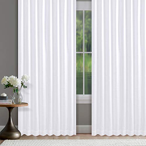 Bedding Craft White Cotton Curtains Set of 2, Textured Slub Curtain 50x96 inch,Cotton Curtains,tab top Curtains,White Cotton Curtains,White Panel Curtains,Cotton Duck Curtains,tab top Curtains