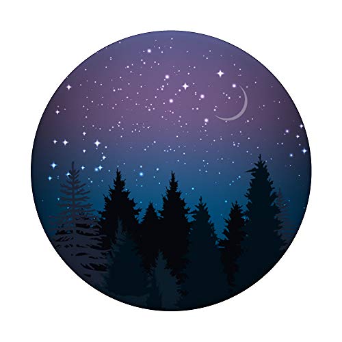 Blue Purple Galaxy moon and Stars forest for Girl Boys Black PopSockets Swappable PopGrip