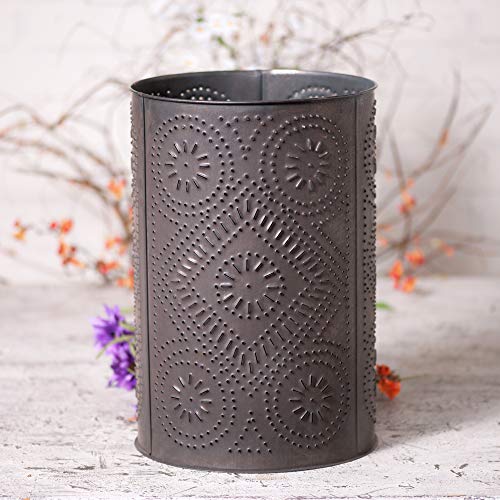 Irvin's Country Tinware Waste Basket with Diamond in Kettle Black