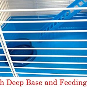 3-Floors Syrian Hamster Home House Rodent Gerbil Mouse Mice Rat Habitat Cage (19 x 12 x 15 H inches, Blue)