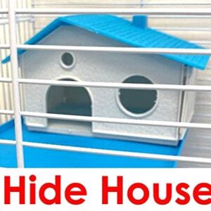 3-Floors Syrian Hamster Home House Rodent Gerbil Mouse Mice Rat Habitat Cage (19 x 12 x 15 H inches, Blue)