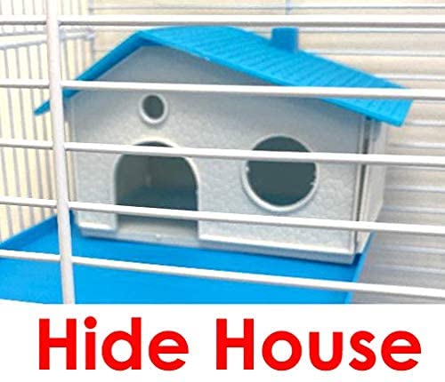 3-Floors Syrian Hamster Home House Rodent Gerbil Mouse Mice Rat Habitat Cage (19 x 12 x 15 H inches, Blue)