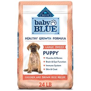 blue buffalo baby blue healthy growth formula natural large breed puppy dry dog food, chicken and brown rice recipe 24-lb