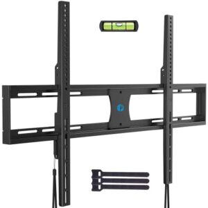 pipishell low profile fixed tv wall mount bracket ultra slim for most 42-90 inch lcd oled qled 4k plasma flat curved screen tvs up to132lbs max vesa 800x600mm, fits 16", 18", 24" wood studs