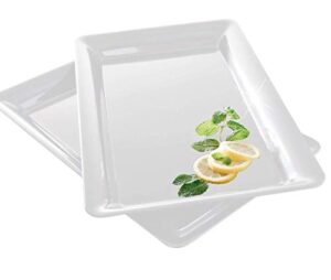 4 rectangle white plastic trays heavy duty plastic serving tray 12" x 18" serving platters food tray decorative serving trays wedding platter party trays great disposable serving party platters white