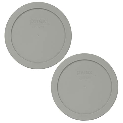 Pyrex 7201-PC Jet Gray Round Plastic Food Storage Replacement Lid, Made in USA - 2 Pack