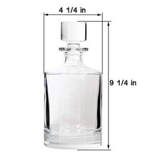 Lily's Home Glass Decanter for Whiskey, Bourbon, Brandy, Wine or Any Other Liquor or Beverage. With a Glass Stopper. Round, Stylish and Functional Piece (26 Ounces)