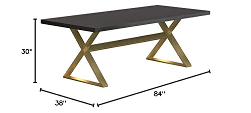 Conway Collection Conway X-Trestle Base Dark Walnut and Aged Gold Dining Table (191991)