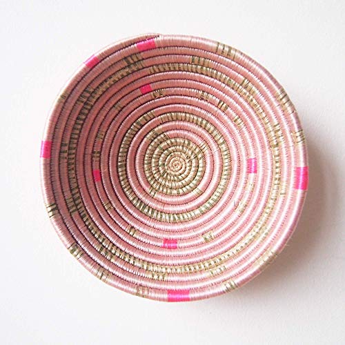 Small African Basket: Muyaga/Rwanda Basket/Woven Bowl/Sisal & Sweetgrass Basket/Pinks, Sweetgrass