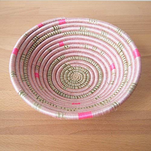 Small African Basket: Muyaga/Rwanda Basket/Woven Bowl/Sisal & Sweetgrass Basket/Pinks, Sweetgrass