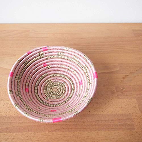 Small African Basket: Muyaga/Rwanda Basket/Woven Bowl/Sisal & Sweetgrass Basket/Pinks, Sweetgrass