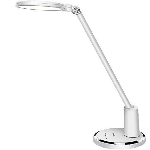 LED Desk Lamp,JUKSTG Eye-Caring Desk Light, Home Office Lamp, Adjustable Table Lamps with 10 Brightness Levels and 5 Lighting Modes,Touch-Sensitive Control,Blue Light Filter,10W Reading Lamp,White