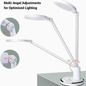 LED Desk Lamp,JUKSTG Eye-Caring Desk Light, Home Office Lamp, Adjustable Table Lamps with 10 Brightness Levels and 5 Lighting Modes,Touch-Sensitive Control,Blue Light Filter,10W Reading Lamp,White