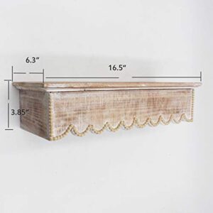 Funerom Rustic 16.5×6.3×3.85 inch Small Wood Wall Shelf Floating Shelves Wall Mounted Display Picture Ledge