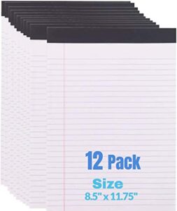 1intheoffice note pads 8.5 x 11, wide-ruled letter size writing pads, white 50 sheets per notepads, 12 pack