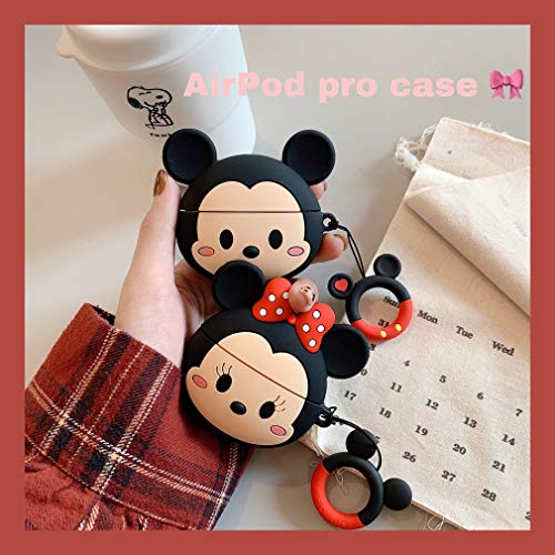 AKXOMY Compatible with Airpods Pro Case Cover,Cute 3D Funny Cartoon Minnie Mouse Airpods Pro Case,Kawaii Fun Lovely Design Skin,Cases for Girls Kids Teens Boys Air pods Pro (Q-Minnie)