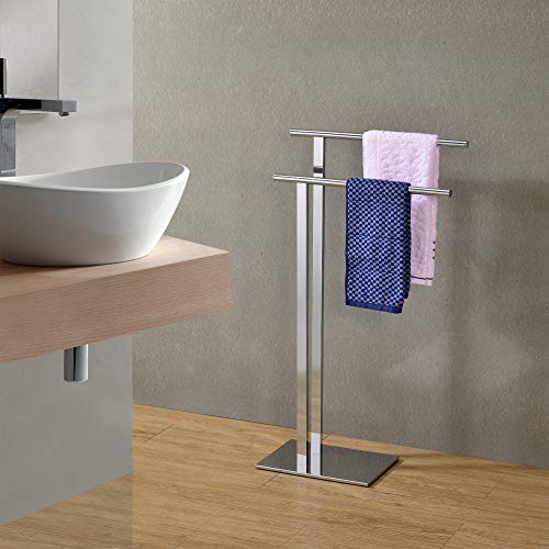 Kings Brand Furniture - Marinali Metal Freestanding Bathroom Towel Rack Stand, Chrome